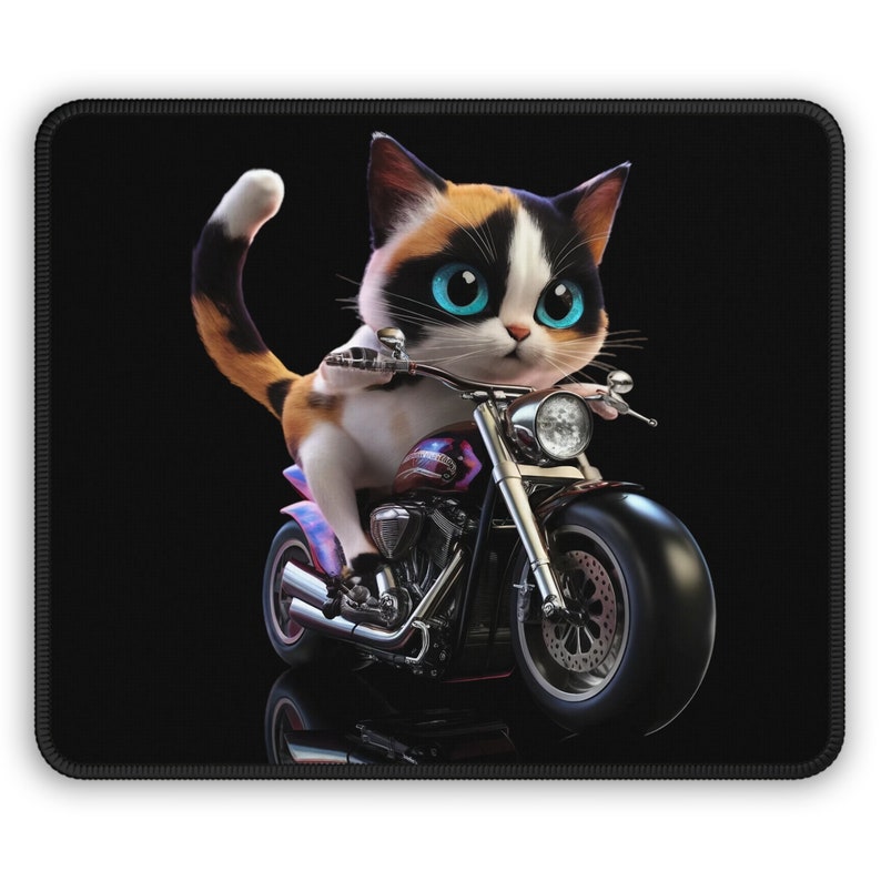 Kawaii Cat Motorcycle Rider Gaming Mouse Pad, Gift, Designers, Artists ...