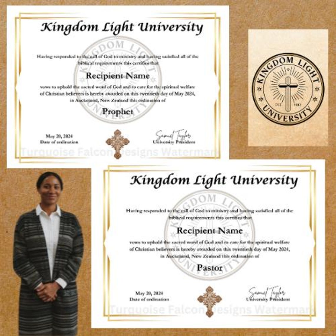 Religious Certificate, Diploma, Degree, Fictitious, for Framing, in ...