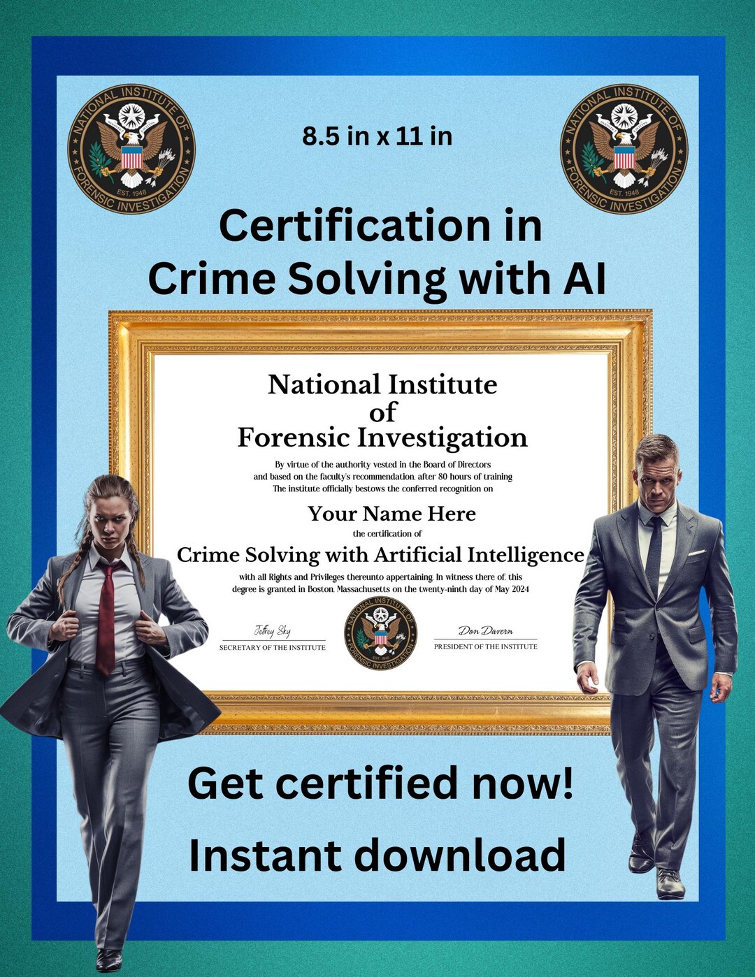 Crime Solving With AI, Certificate, Certification, Fictitious School ...