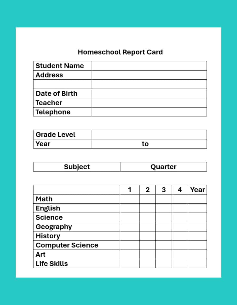 Homeschool Transcripts, Report Card, Printable, Transcripts, School ...