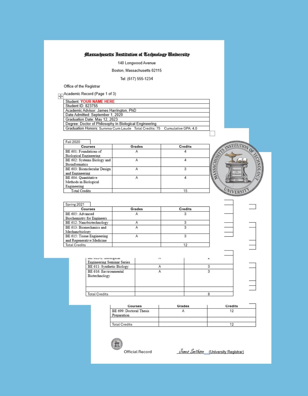 Massachusetts Institution of Technology University, Printable ...