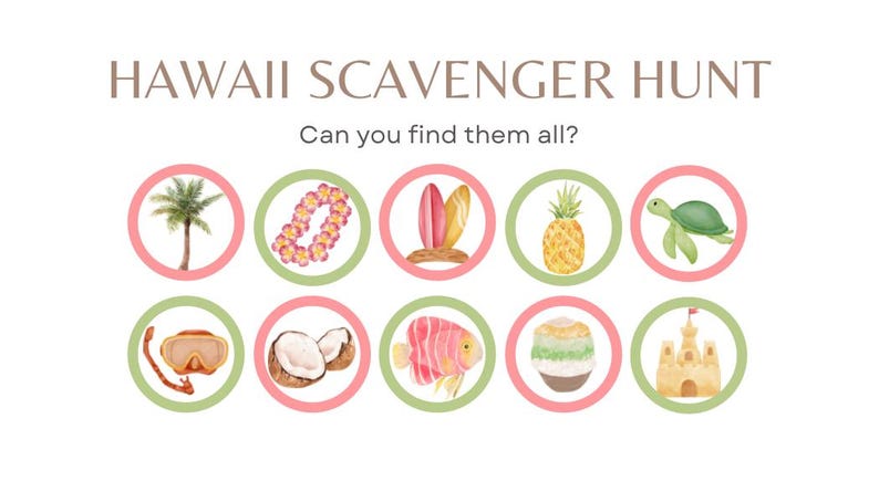 Hawaii Scavenger Hunt Printable – Fun Tropical Vacation Game for Kids ...