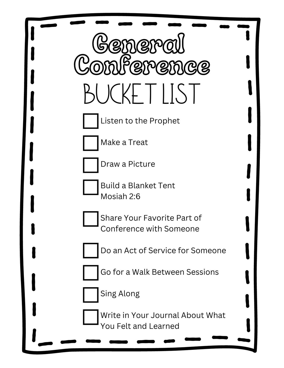 General Conference Packet for Youth Kids Teens Activity Days Boys and ...