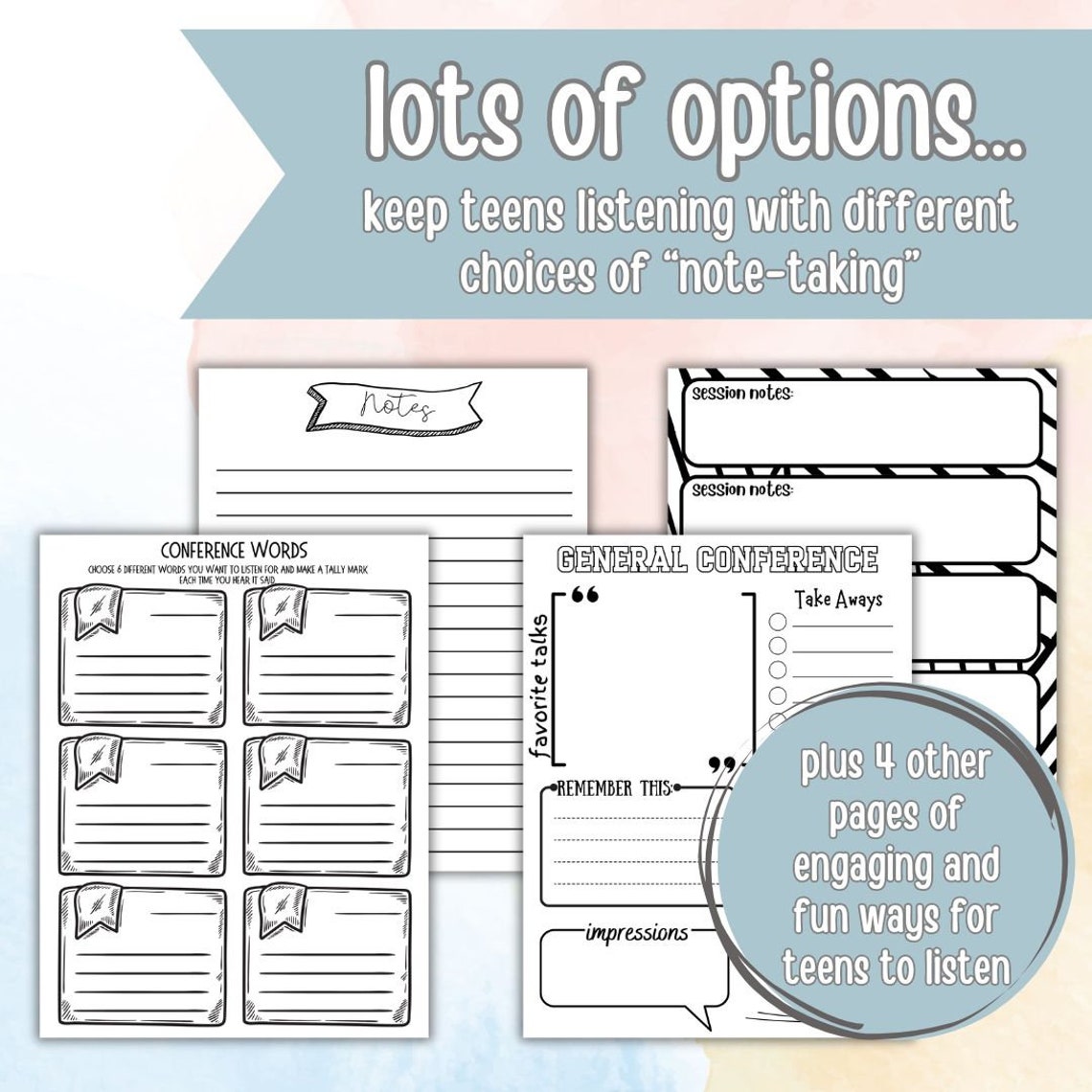 LDS General Conference for Teens Study Notebook Activities BINGO Conference Squares for Kids ...