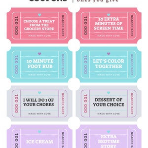 Love Coupons From Parents to Kids on Valentine’s Day Mom Dad Gift to ...