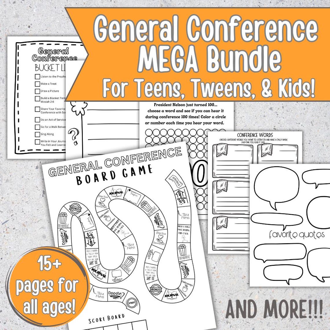 LDS General Conference for Teens and Kids Study Notebook Activities BINGO Conference Squares for ...