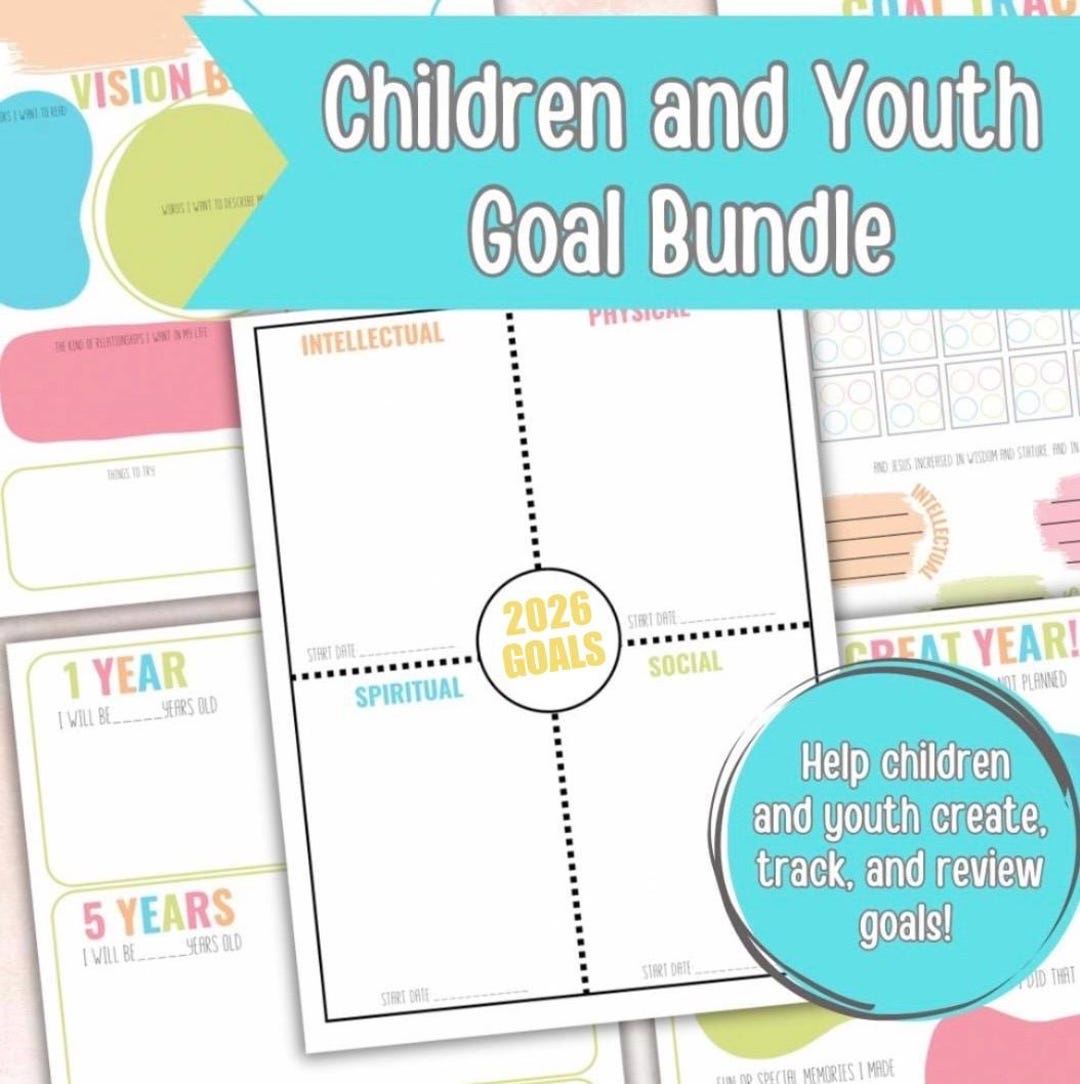 2026 Goal Setting Planner for Kids Primary Activity Days LDS Children ...