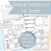 LDS General Conference for Teens Study Notebook Activities BINGO Conference Squares for Kids ...