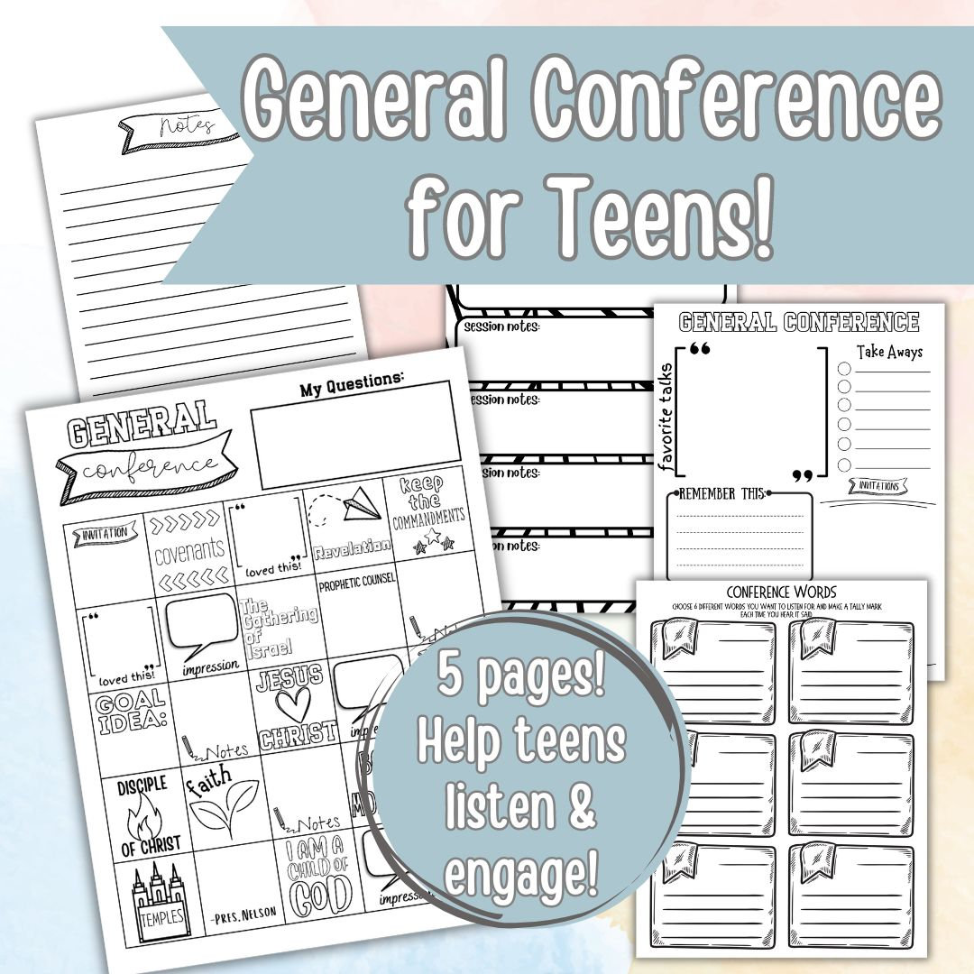 LDS General Conference for Teens Study Notebook Activities BINGO ...