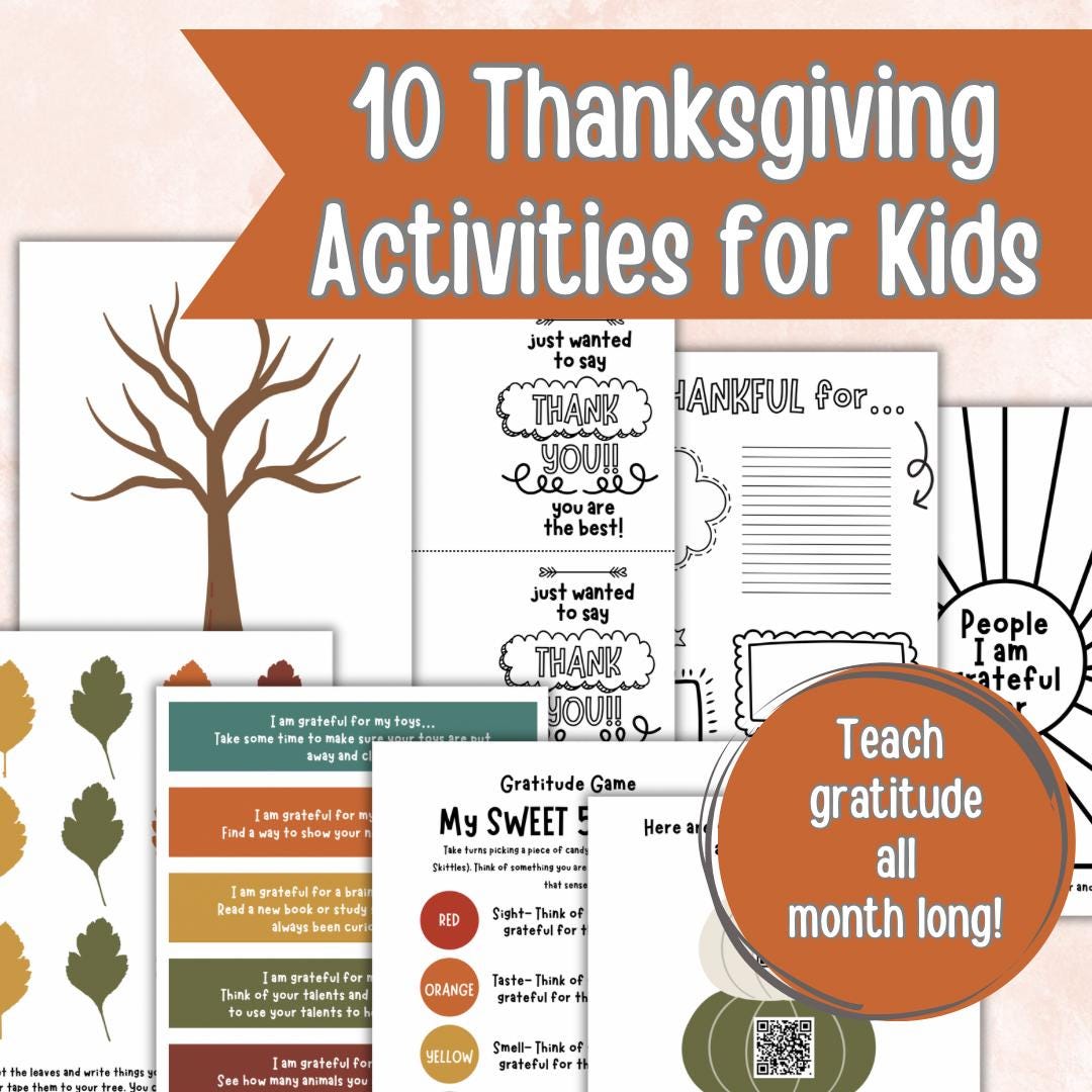 Thanksgiving Activities Bundle: Gratitude Games, Coloring Pages ...