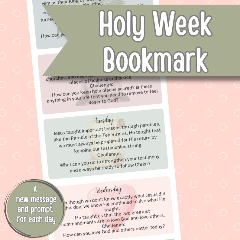 Holy Week Bookmark Printable | Palm Sunday to Easter Study and ...