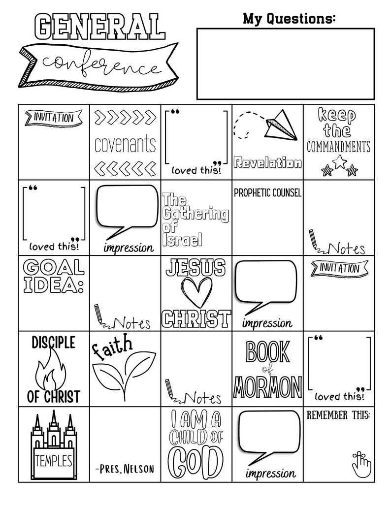 LDS General Conference for Teens and Kids Study Notebook Activities ...