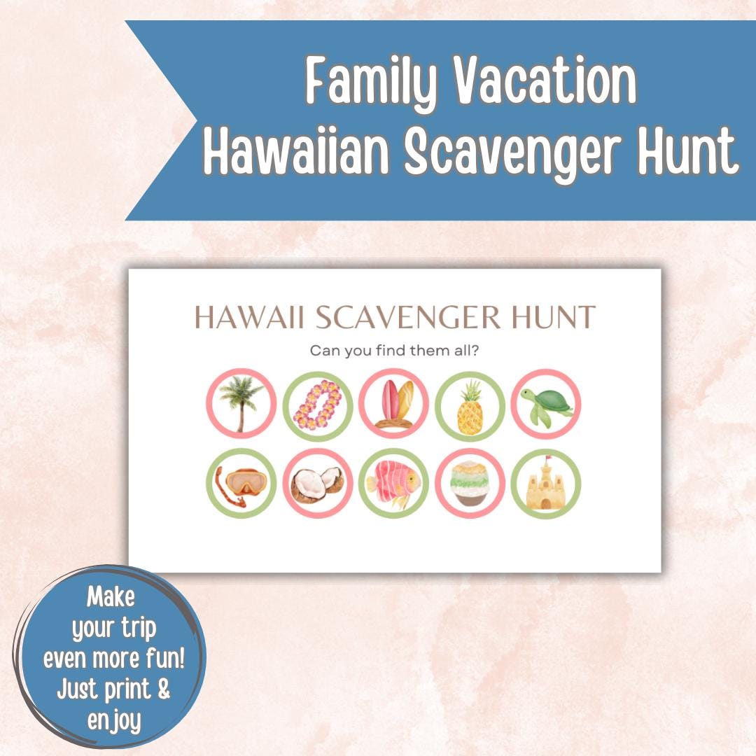 Hawaii Scavenger Hunt Printable – Fun Tropical Vacation Game for Kids ...