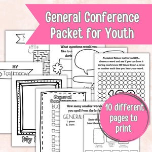 General Conference Packet for Youth Kids Teens Activity Days Boys and ...