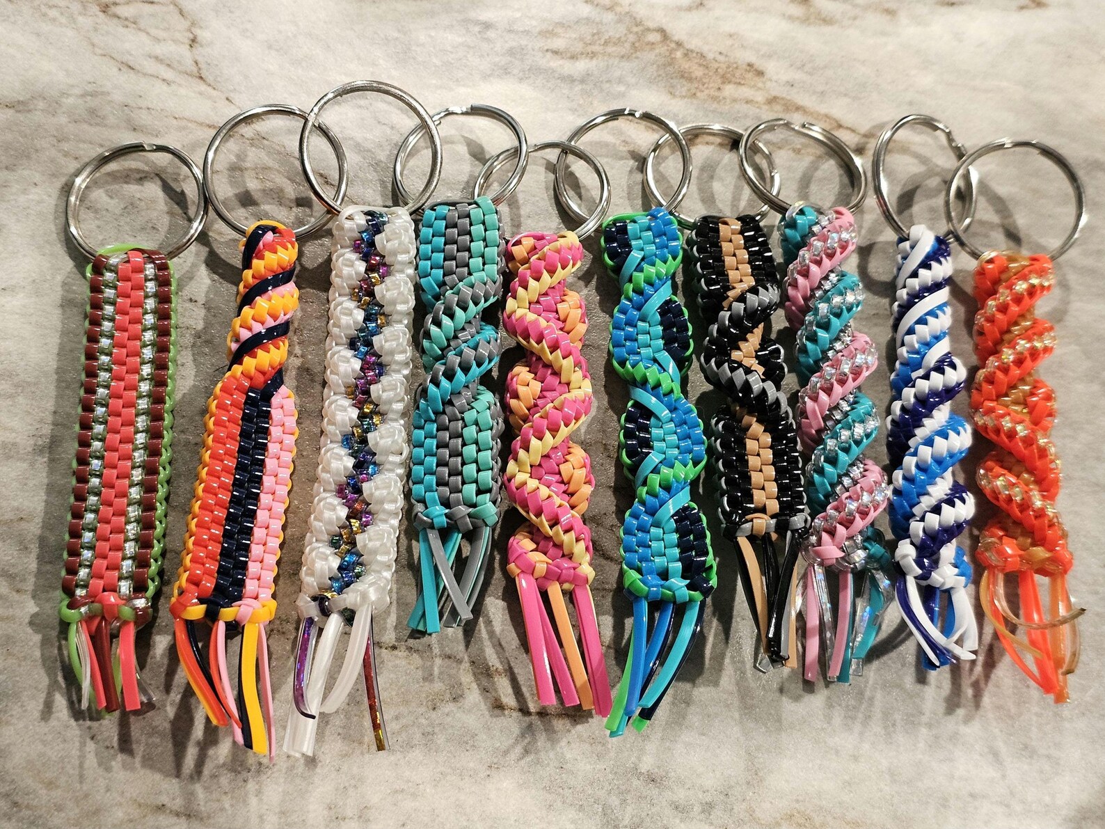 Rexlace Boondoggle Plastic Lace Keychain Lot of 10 Keychains Pre ...