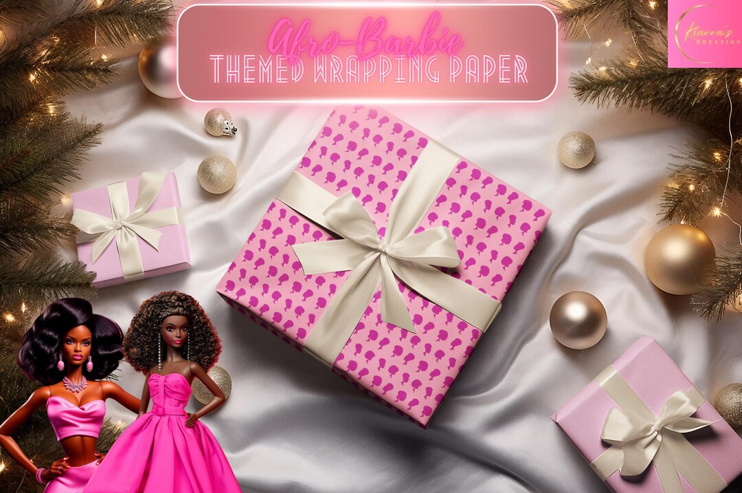 Pink Afro Glam Barbie Wrapping Paper Black Barbie Edition - Etsy