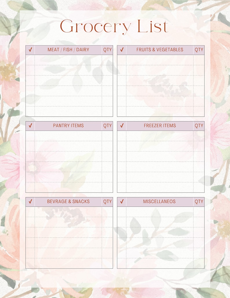 Meal Planning Printable Template, Budget Tool, Family Friendly Meal ...