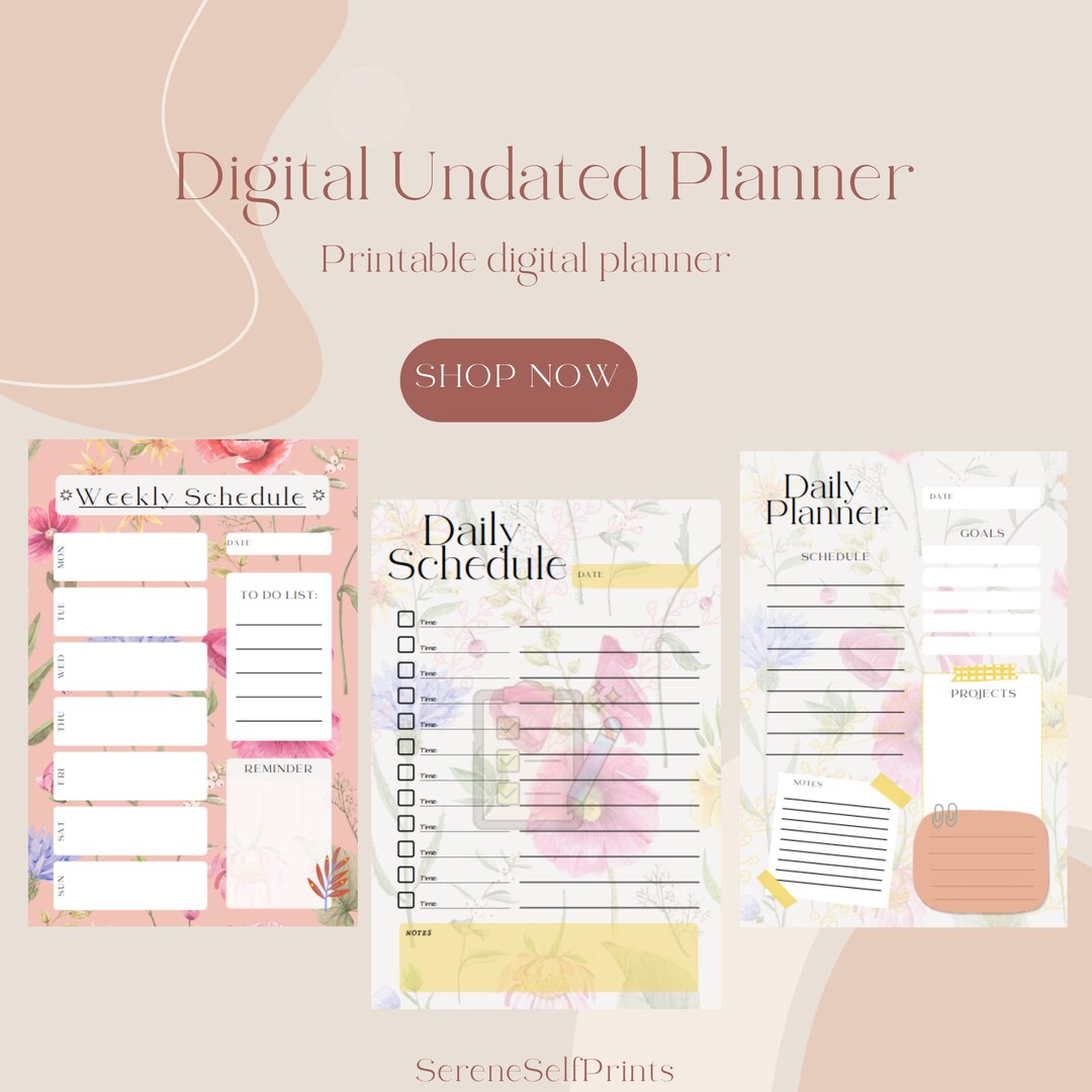Printable Digital Planner, Life Organizer, Weekly and Monthly Schedule ...