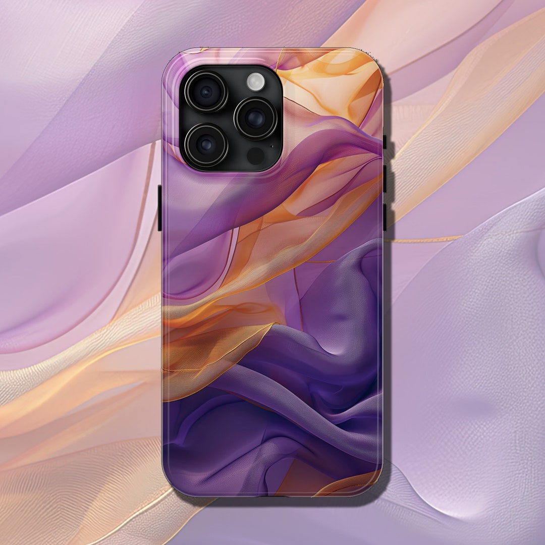 Abstract Purple and Gold Tough iPhone Case, Protective Phone Cover ...