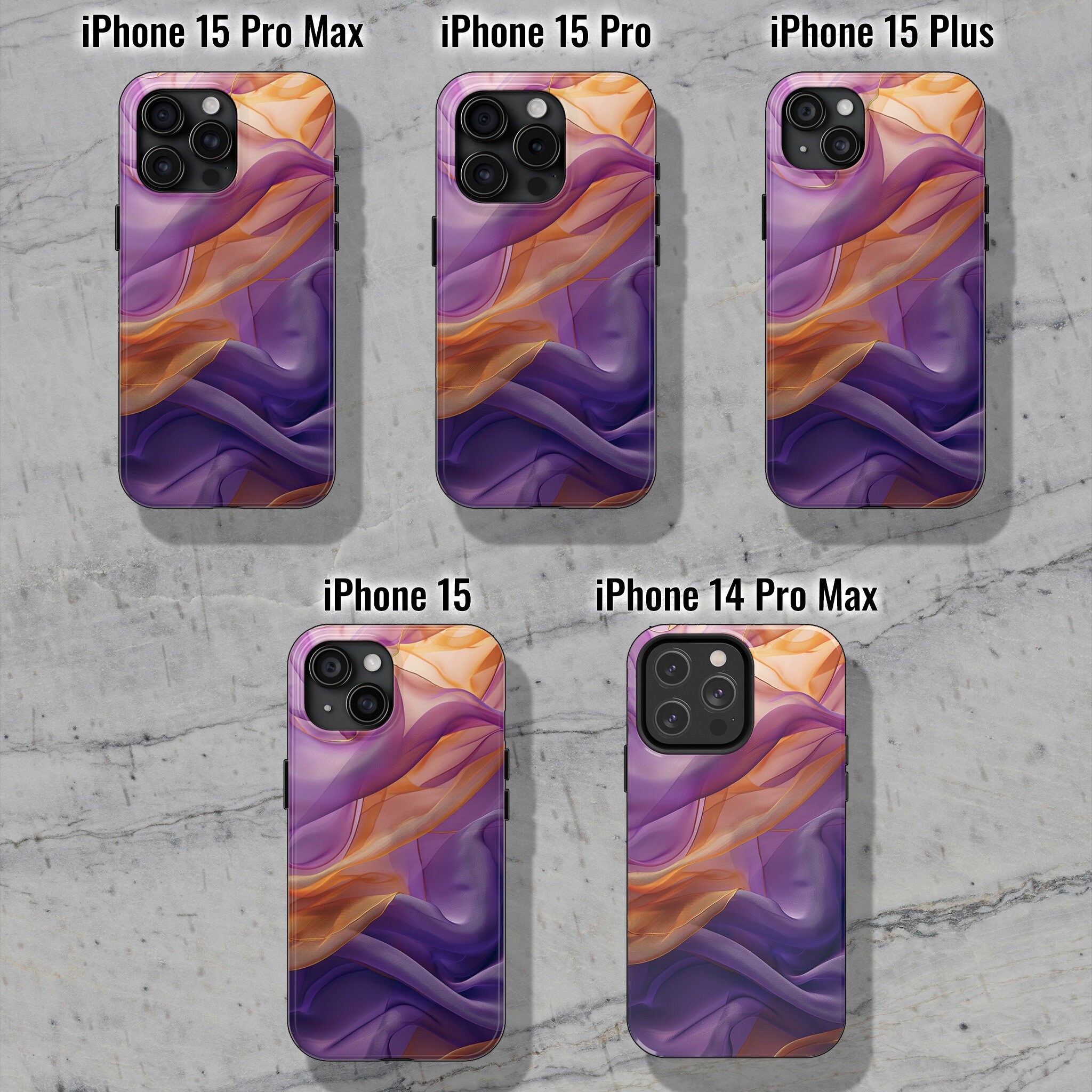 Abstract Purple and Gold Tough iPhone Case, Protective Phone Cover ...