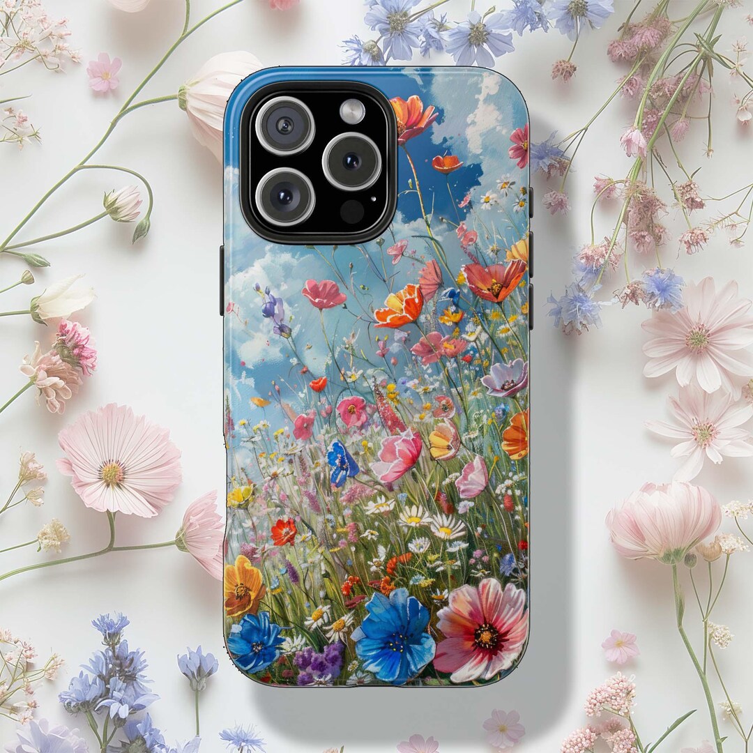 Vibrant Wildflower iPhone Case, Gift for Nature Lovers Tough iPhone ...