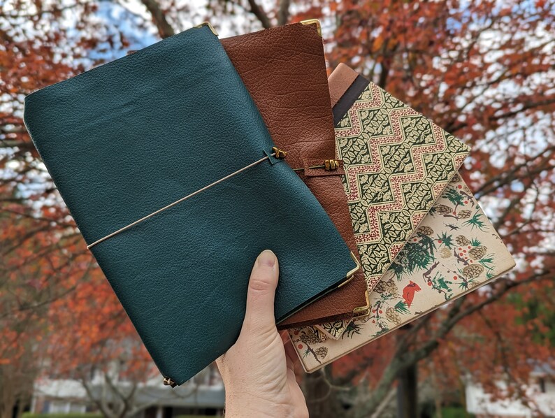 Flame Drip Hand Painted Leather Traveler's Journals W/ Watercolor Paper ...