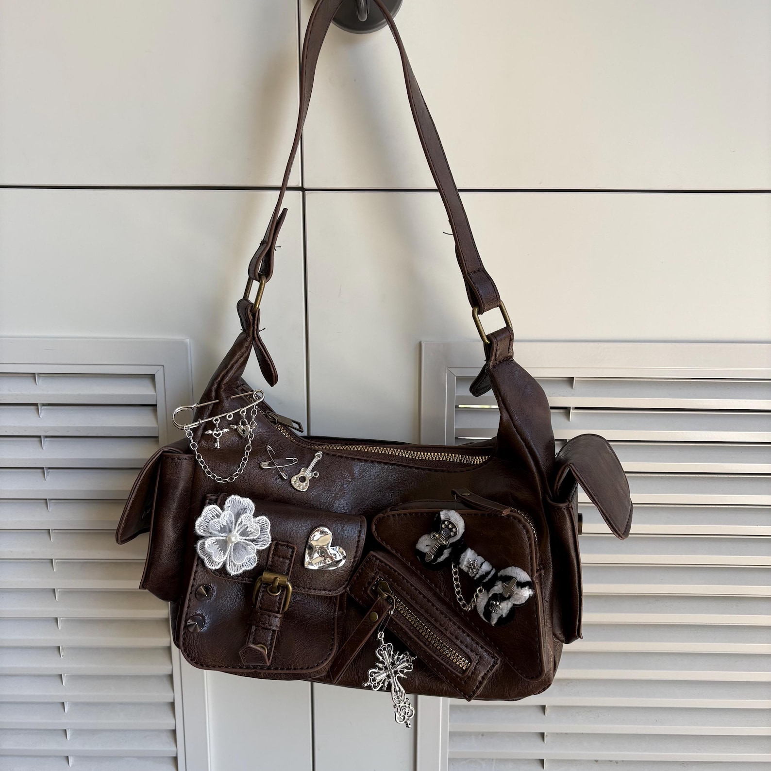 Y2K Leather Shoulder Bag Handmade Remake Bag Punk Bag Unique Bag ...
