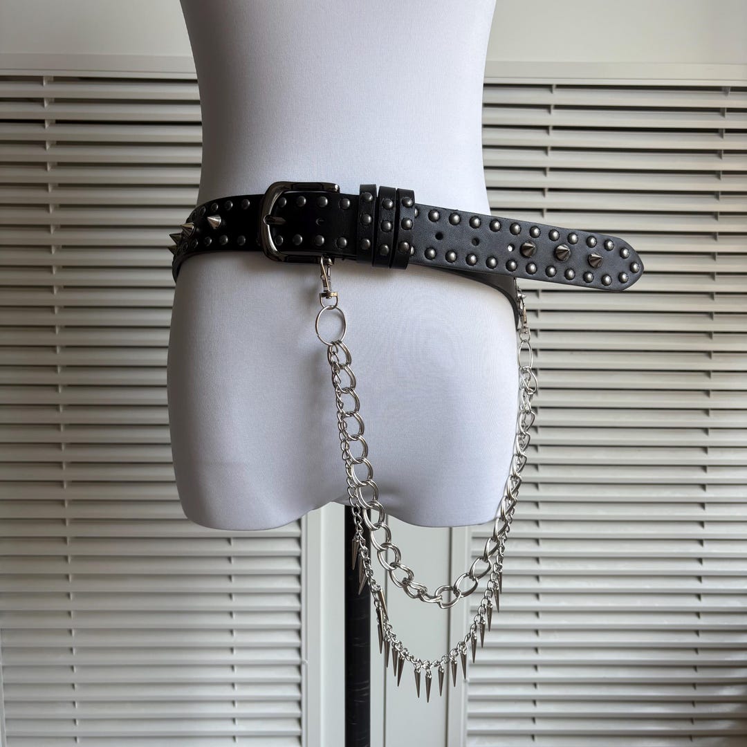 Handmade Remake Rivet Blet Leather Belt Waist Chain Belt Punk Belt Y2k ...
