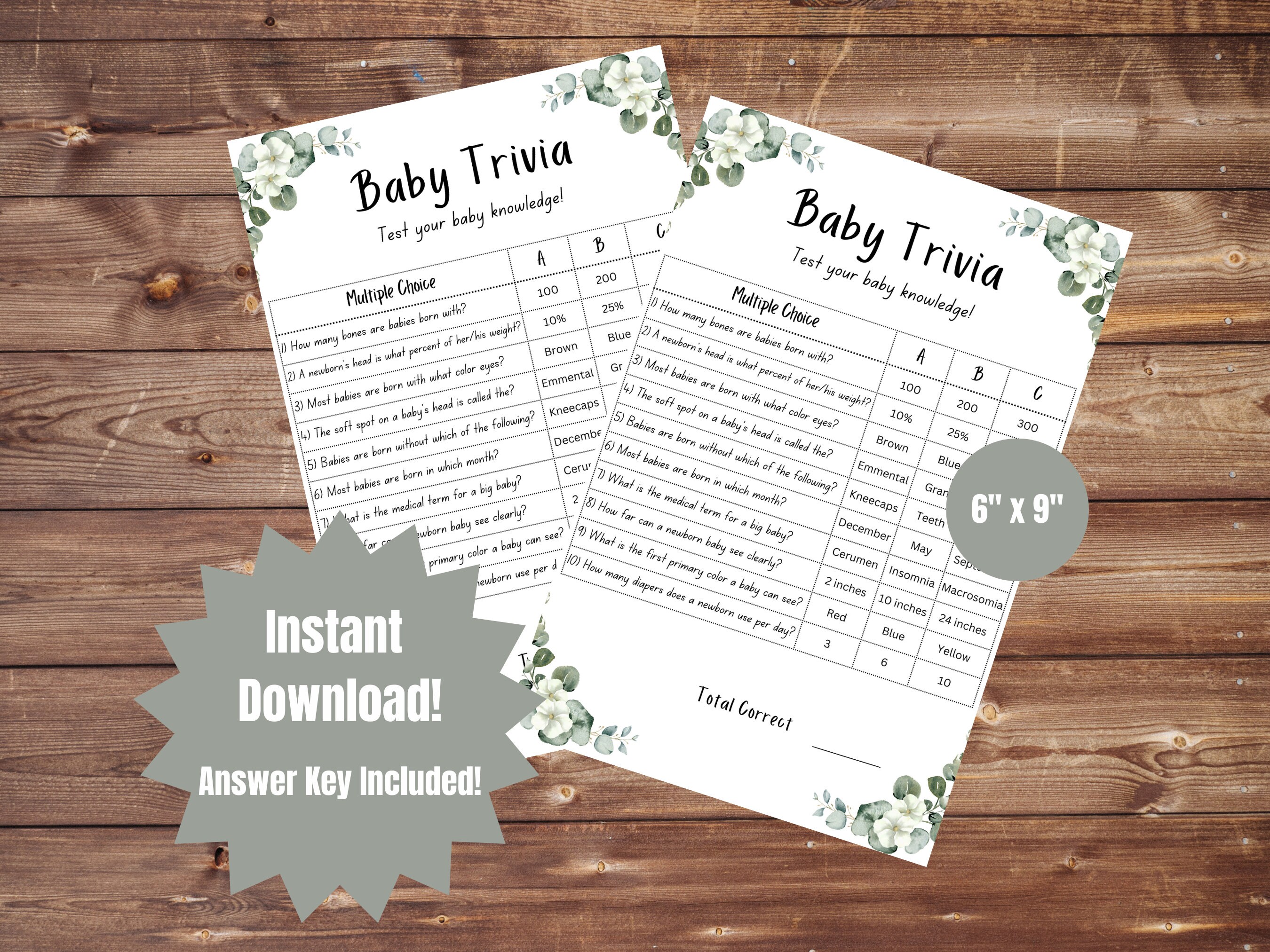 Baby Trivia Shower Game Baby Trivia Baby Shower Game Baby Shower Trivia ...
