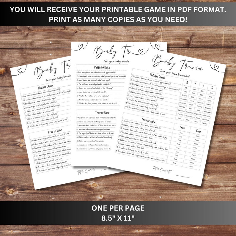 Baby Trivia Shower Game Baby Shower Trivia Game Fun Baby Shower ...