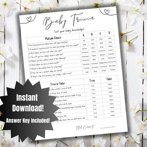 Baby Trivia Shower Game Baby Shower Trivia Game Fun Baby Shower ...
