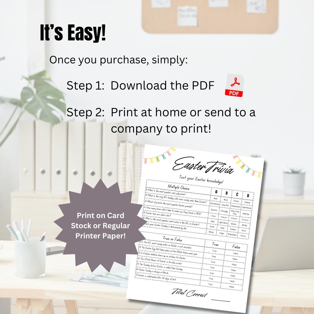 Easter Trivia Non Religious Easter Game Printable Secular Adult Teen ...