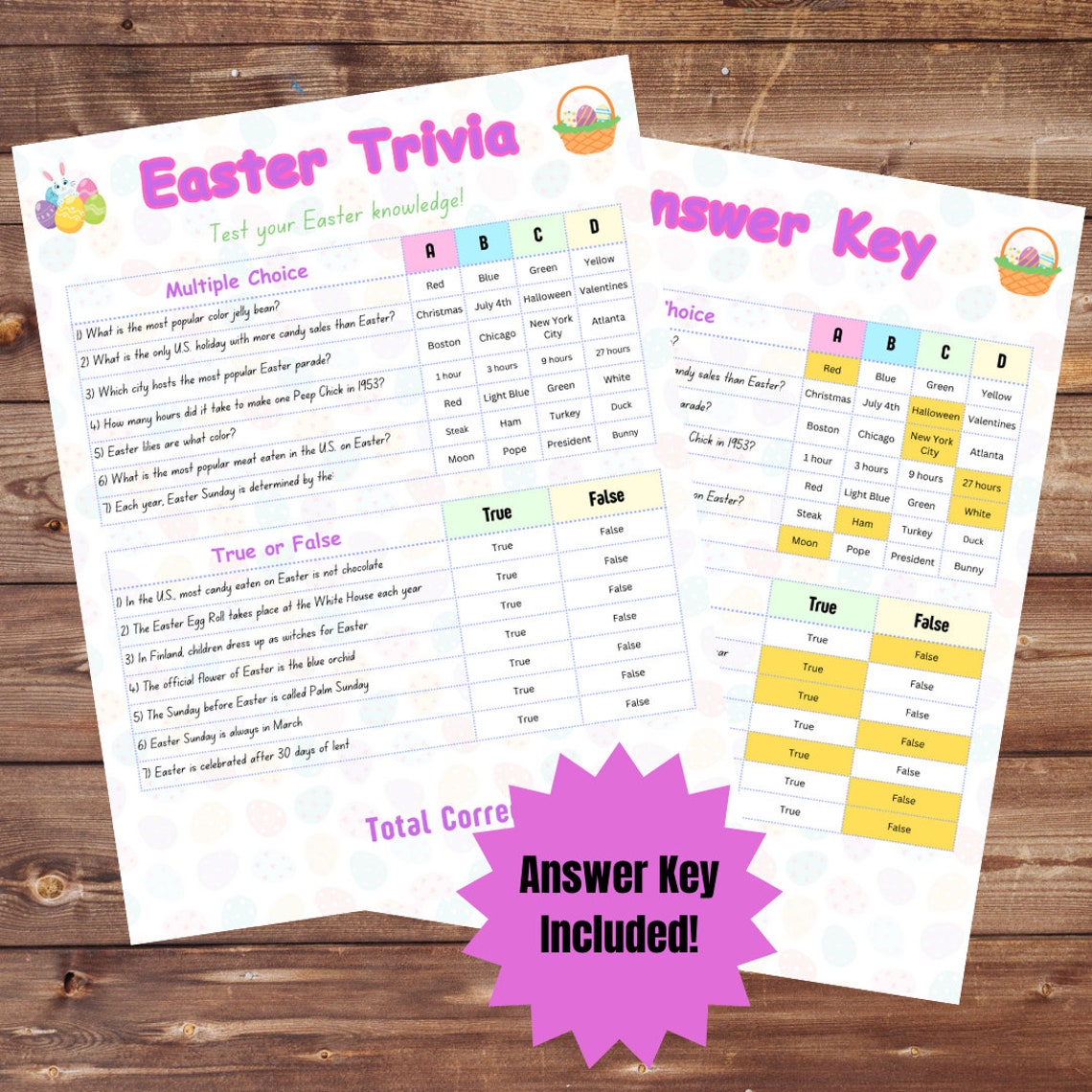 Easter Trivia Game Easter Printable Gaming for Easter Activity Easter ...