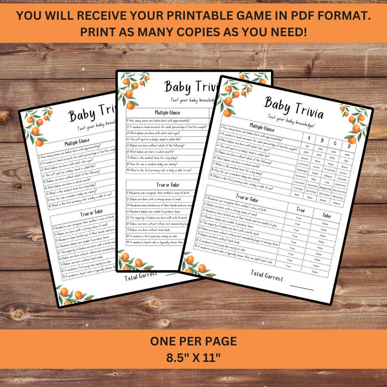 Baby Shower Trivia Game Cutie - Baby Shower Gender Neutral - Baby ...