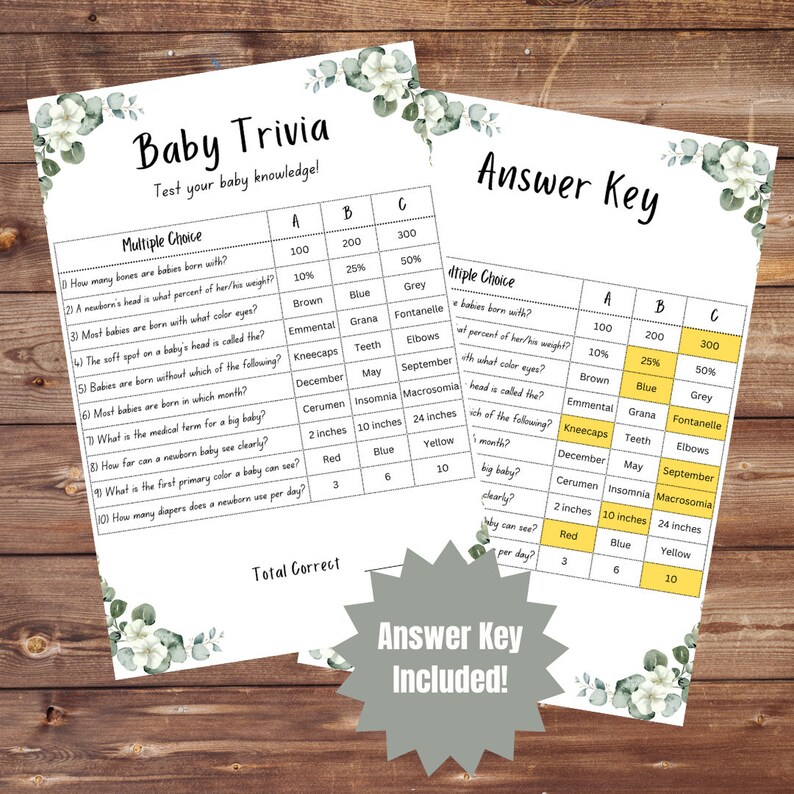 Baby Trivia Shower Game Baby Trivia Baby Shower Game Baby Shower Trivia ...