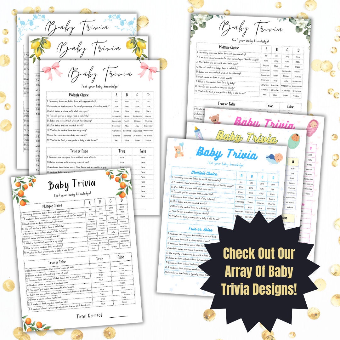 Baby Trivia Shower Game Baby Trivia Baby Shower Game Baby Shower Trivia ...