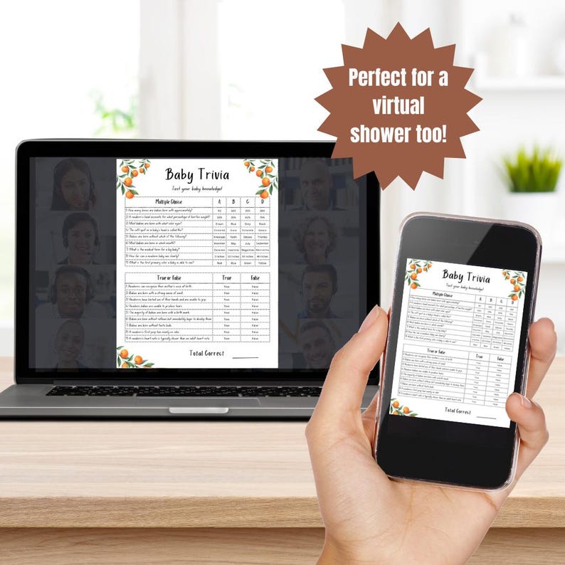 Cutie Baby Shower Game, Cutie Baby Trivia Game, Orange Cutie Quiz ...