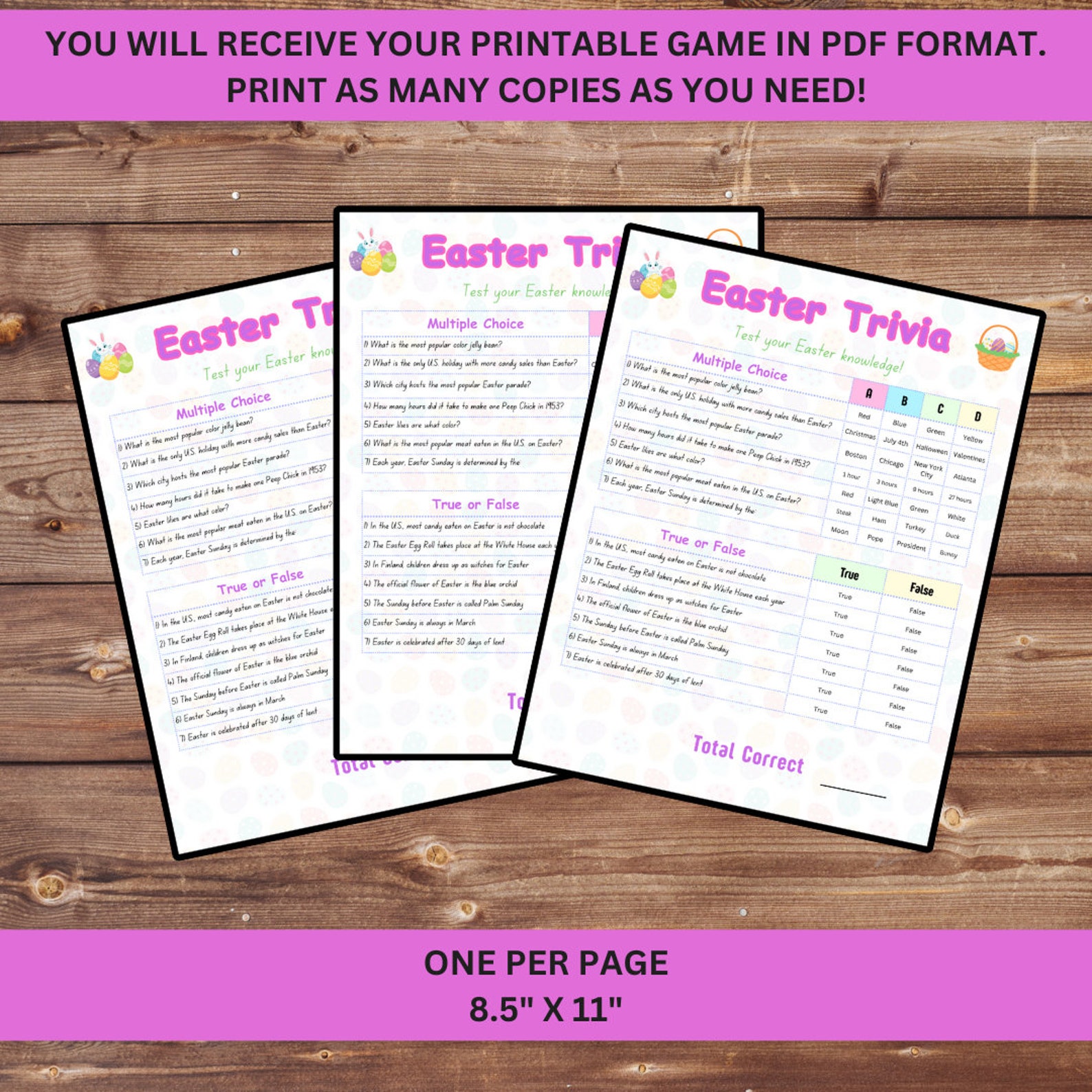 Easter Trivia Game Easter Printable Gaming for Easter Activity Easter ...