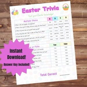 Easter Trivia Game Easter Printable Gaming for Easter Activity Easter ...