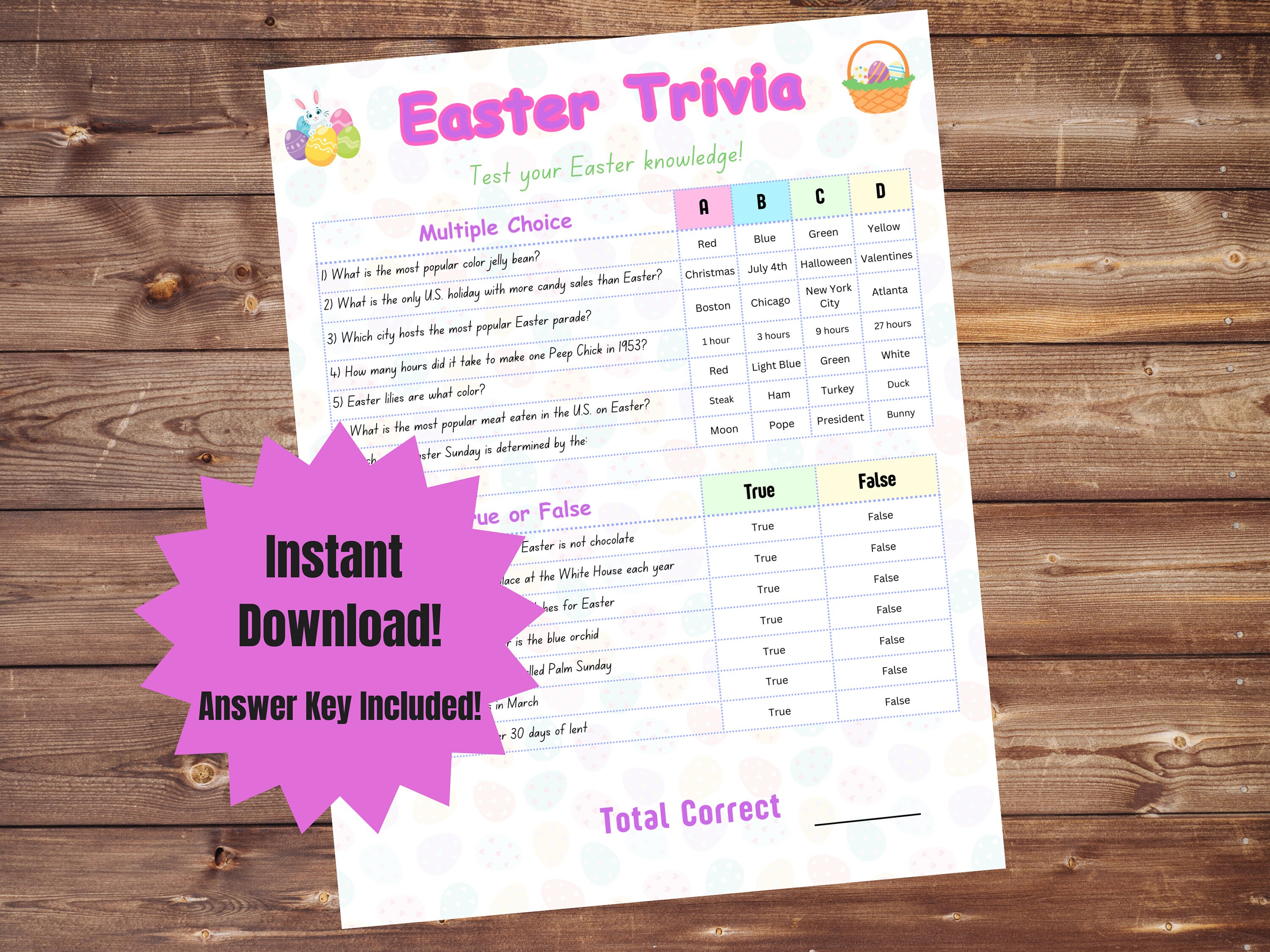Easter Trivia Game Easter Printable Gaming for Easter Activity Easter ...
