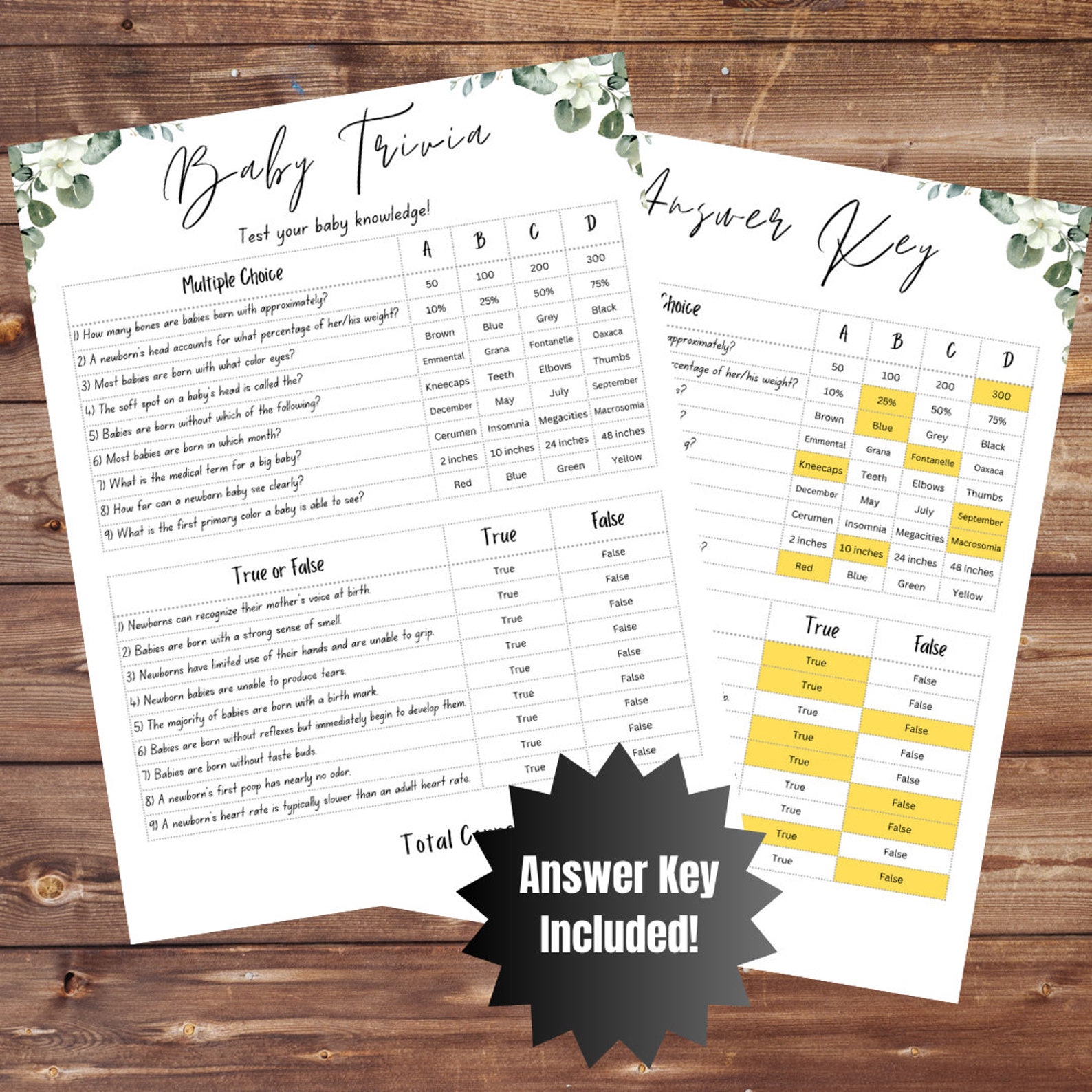 Baby Trivia Shower Game Baby Trivia Baby Shower Game Baby Shower Trivia ...