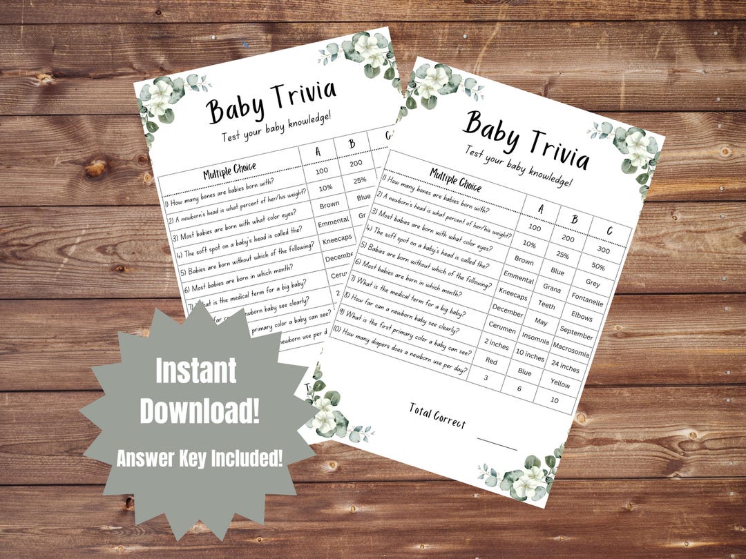 Baby Trivia Shower Game Baby Trivia Baby Shower Game Baby Shower Trivia ...