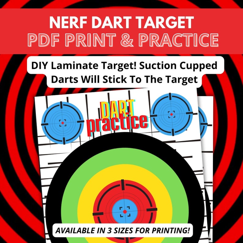 Ultimate Nerf Target PDF, for Suction & Nerf Darts - 3 Sizes (8.5x11 ...