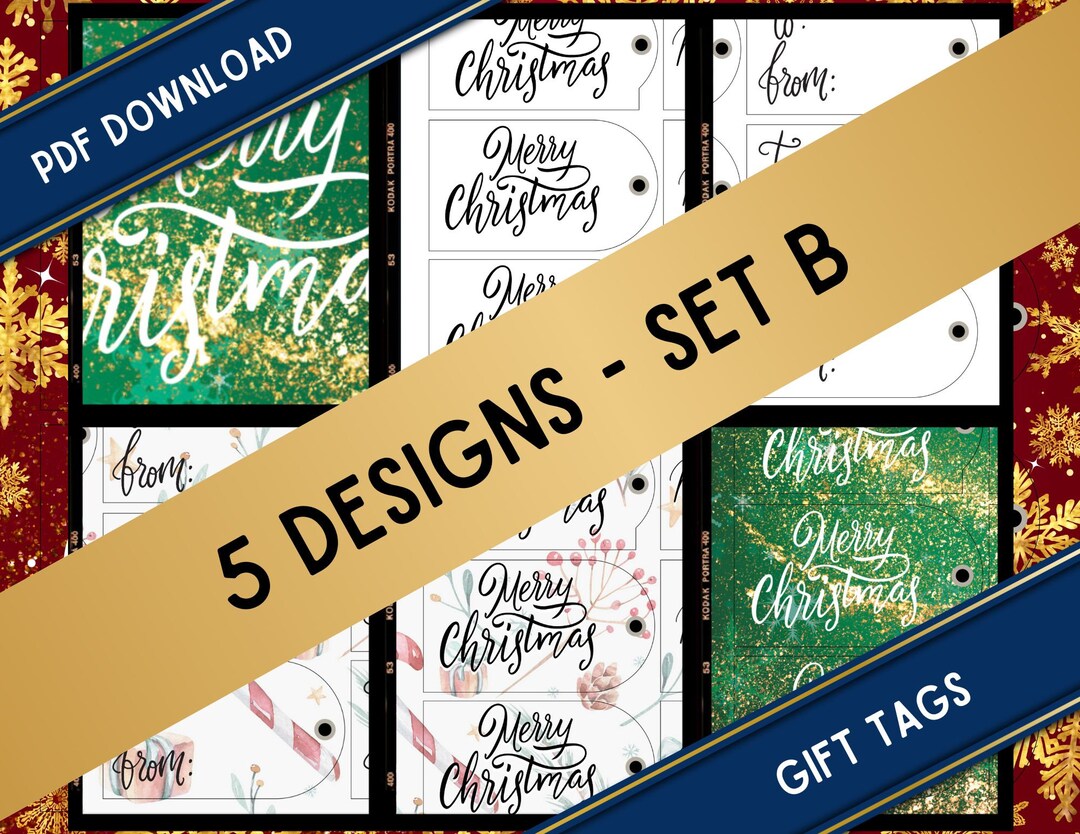 Green & Gold Printable Christmas Gift Tags - Festive Holiday Labels for ...