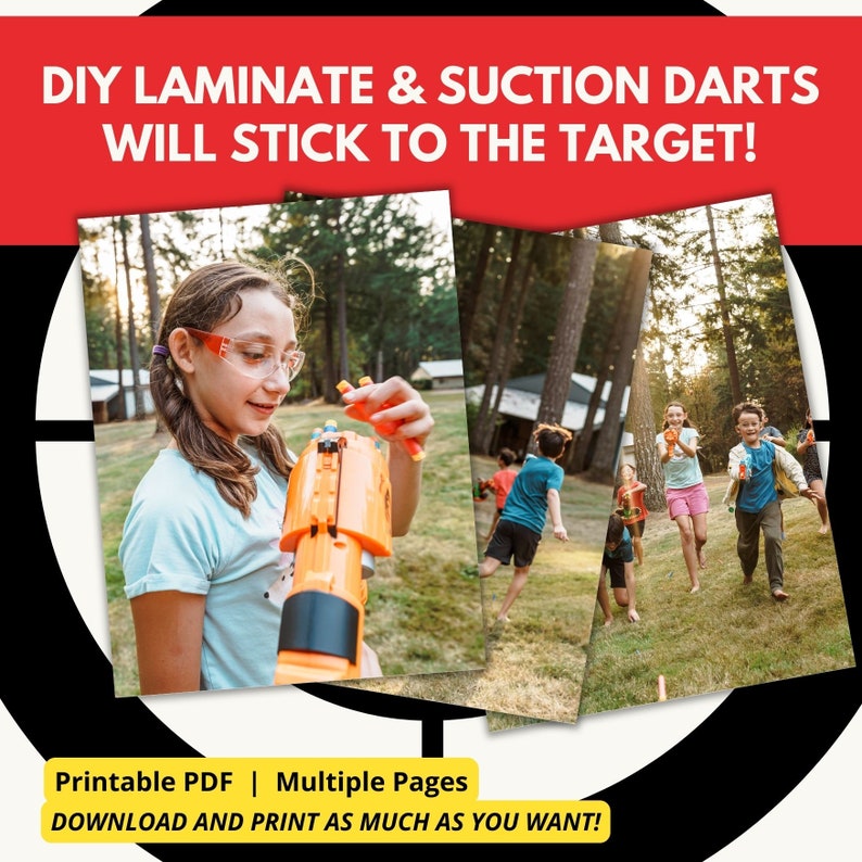 Ultimate Nerf Target PDF, for Suction & Nerf Darts - 3 Sizes (8.5x11 ...