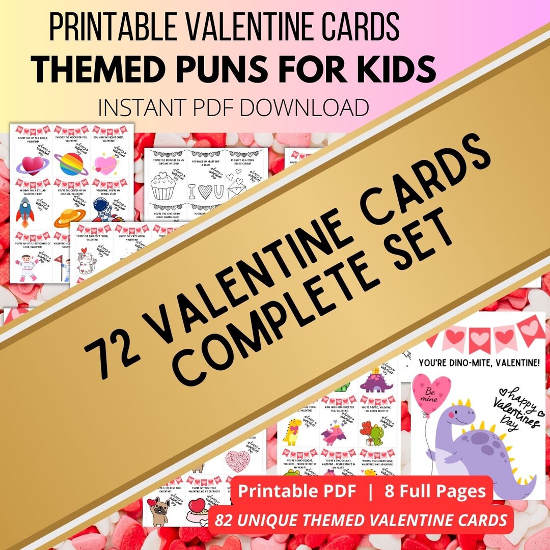 Whimsical Fun Valentine's Day Cards - 72 Unique Cards With 8 Themes, 8 ...