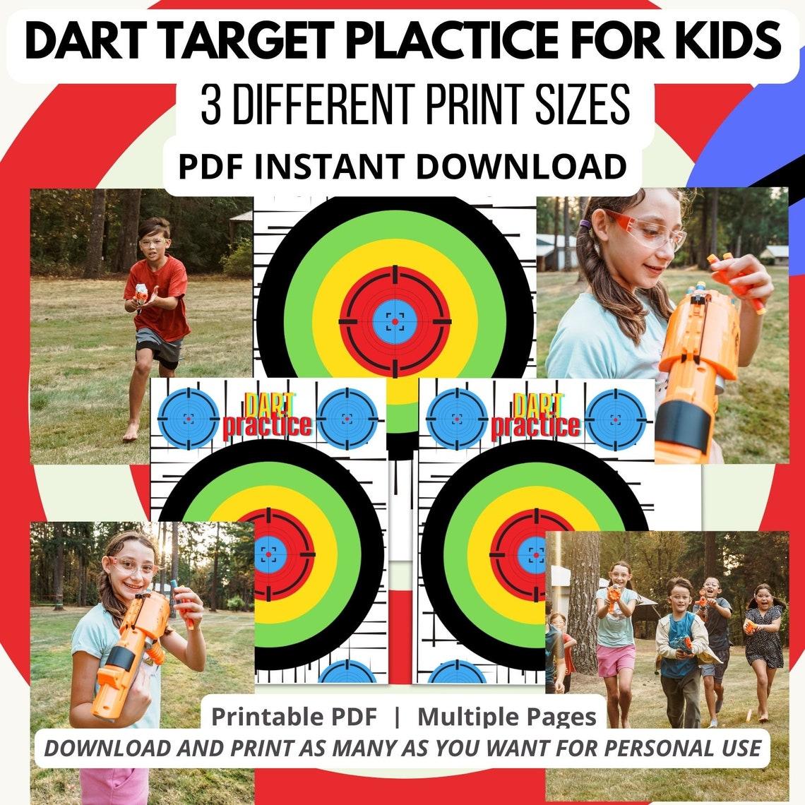 Ultimate Nerf Target PDF, for Suction & Nerf Darts - 3 Sizes (8.5x11 ...