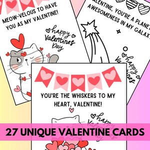 Cat Puns Valentine's Day Cards - 27 Unique Cards With 3 Themes, 8.5x11 ...