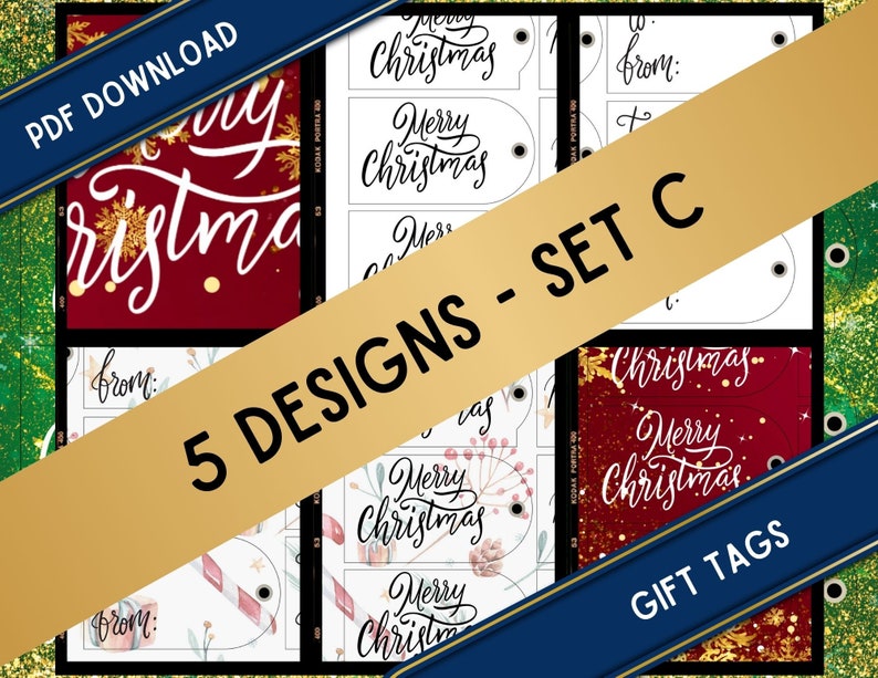 Red and Gold Printable Christmas Gift Tags Festive Holiday Labels for ...