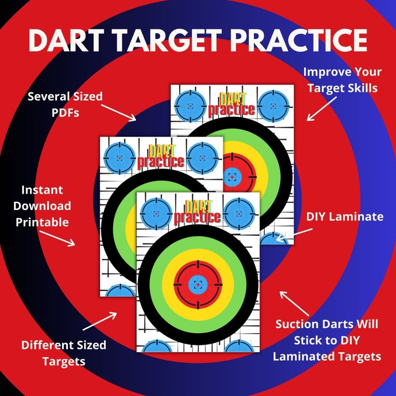 Ultimate Nerf Target PDF, for Suction & Nerf Darts - 3 Sizes (8.5x11 ...
